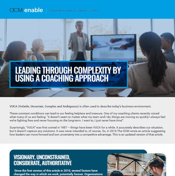 Leading through complexity by using a coaching approach | The OCM Leading through complexity by using a coaching approach | The OCM